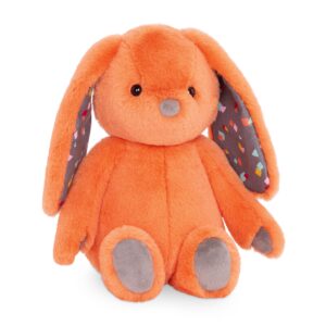 b. toys- b. softies- 12" plush bunny- super soft stuffed animal- washable rabbit toy – for babies, toddlers, kids-happy hues- coral cutie orange bunny- 0 months +