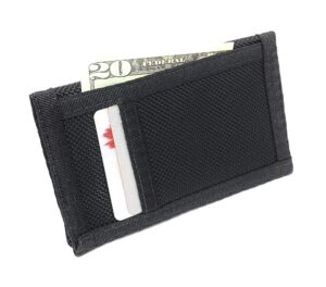 rainbow of california minimalist front credit card pocket slim wallet/inside keyring lanyard attachable / v3 (black)