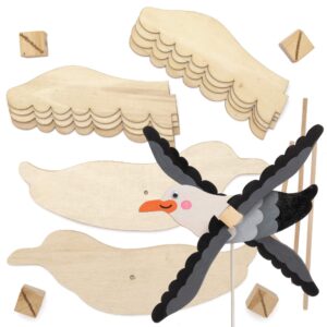 baker ross at839 seagull wooden windmill kits - pack of 2, for kids arts and crafts projects