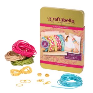 craftabelle – suede, braid, & leatherette creation kit – bracelet making kit – 25pc jewelry set with colored straps – diy jewelry kits for kids aged 8 years +