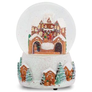 roman 133520 musical gingerbread dome snowglobe, 5.7 inch, multicolor