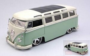 jada toys scale model compatible with vw bus 1962 light green/white 1:24 jada99025