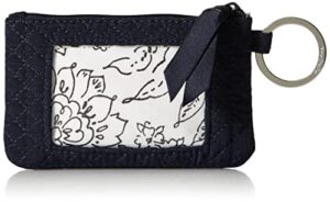 vera bradley women's microfiber zip id case wallet, solid navy, one size