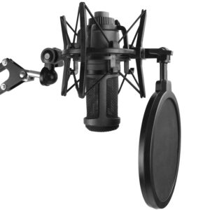 at2020 shock mount with pop filter, windscreen and shockmount to reduce vibration noise for at2020usb+ condenser mic by youshares