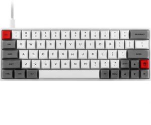 costom sk64 60% mechanical gaming keyboard, 61 keys multi color rgb illuminated led backlit wired programmable with pbt heat sublimation keycaps for pc/mac gamer (gateron brown switch)