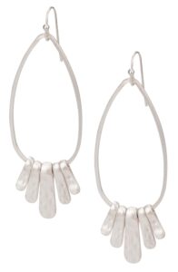 spunkysoul handmade silver teardrop dangle earrings with 5 paddle bars for women