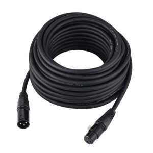 50ft / 15.24m dmx cable, eyeshot 3 pin dmx cables dmx wires, dmx512 xlr male to female stage light signal cable with metal connectors, connection for stage & dj lighting fixtures