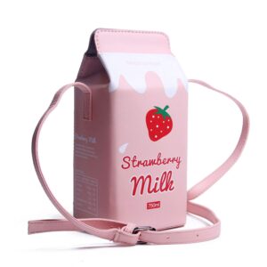 lanpet women unique purse girls fruits banana strawberry milk box cross body bag mobile phone wallet purse