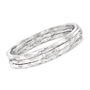 ross-simons italian sterling silver jewelry set: 3 hammered bangle bracelets. 8.5 inches