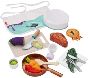 fisher-price head chef set, pretend kitchen cooking play set for preschool kids ages 3 years and up