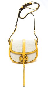 tory burch women's miller canvas quadrant crossbody saddlebag (daylily)