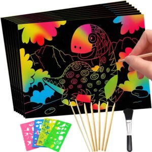 iruiyingo scratch art paper for kids - 64pcs rainbow magic scratch off sheet for diy art craft project, birthday christmas easter gifts party favors