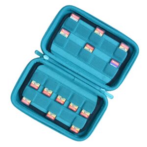 deluxe game card holder case for 40 nintendo switch games, storage case for nintendo switch games and sd cards -turquoise