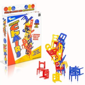 gamie balancing chair game, 2 sets, stacking chair games with 18 mini chairs & instruction guide, family game night games for children, development learning game for coordination & balance