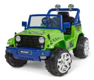 kid trax 4x4 tracker electric ride on toy, 3-5 years old, 6 volt, max weight 60 lbs, dino tracker green