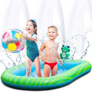 splashin'kids 3 in 1 inflatable sprinkler pool kiddie pool kids pool toddlers wading swimming outdoor play mat splash pad 9 months and up boys girls large (small and large size)