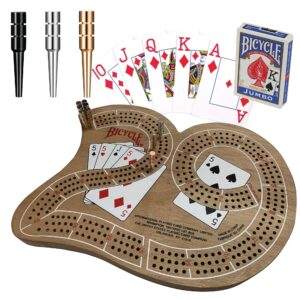 official bicycle cribbage board game set 29 with bicycle playing cards and 9 premium metal crib pegs