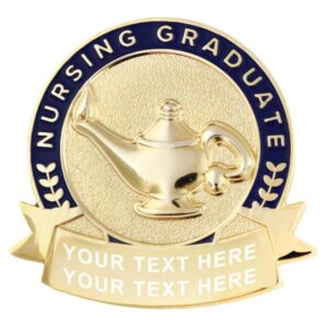 pinmart nursing graduate lamp of knowledge engravable personalized lapel pin