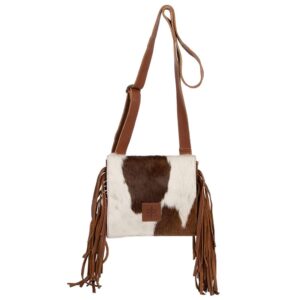 sts ranch wear miss kitty casual western durable leather crossbody bag with adjustable shoulder strap, brown/cowhide