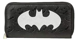 bat man metal logo zip around women's hand purse clutch wallet