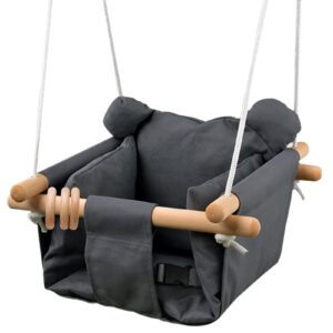 baby canvas hanging swing seat toddler secure indoor & outdoor hammock toy grey