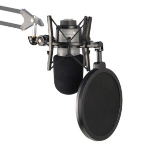 at2020 shock mount with pop filter, foam windscreen reduces vibration noise and improve recording quality for at2020usb+ condenser mic by youshares