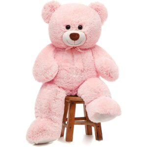 morismos giant teddy bear stuffed animal 3 ft, 36'' large pink teddy bear,big teddy bear for baby shower decor,soft stuffed bear plush gift for kid birthday christmas girlfriend valentine's day,pink