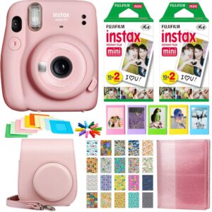 fujifilm instax mini 11 instant camera - sky blue (16654762) 2x fujifilm instax mini twin pack instant film (40 sheets) + protective case + photo album - instax mini 11 accessory gift bundle