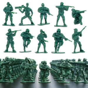 wankko 2-inch plastic army men action figures, 10 unique sculpts, pack of 100 (green)