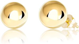 next level jewelry 14k yellow gold polished ball stud earring, 3mm-8mm, real gold post earrings for women