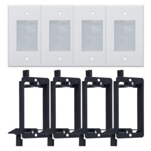 kebulldola 1 gang wall plate 4 pack, large opening cable passthrough wall plate, 1-piece style with low voltage mounting bracket