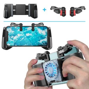 ifyoo mobile game controller + active cooling fan phone radiator grip, compatible with iphone/android phone, for pubgg/fortnitee/call of duty mobile games, cooler gaming case triggers l1r1 buttons