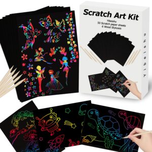 art set for kids rainbow magic scratch off paper black scratch sheets notes cards boards doodle pads childrens crafts projects kit for girls boys adults birthday christmas gift