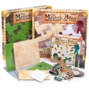 stratagem the master's atlas grid tiles-reversible dry wet erase battle grid for 3d dnd-rpg tabletop rpg scenery-dungeons dragons pathfinder- tabletop grid - 88 tiles & 248 tokens