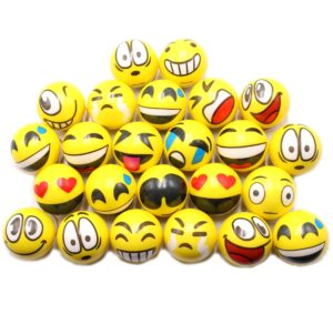 fivoendar set of 12 - fun face stress balls cute hand wrist stress reliefs squeeze balls for kids and adults at school or office party favors (yellow color random faces) (latest)