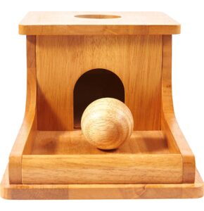 montessori object permanence box - wooden ball drop toy for babies - develops spatial awareness & cognitive skills - engaging and educational roll and play toy up to 1 year old infant