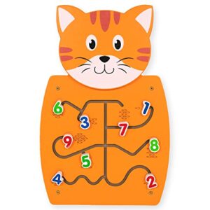 spark & wow cat activity wall panel - ages 18m+ - montessori sensory wall toy - number matching activity - busy board - toddler room décor