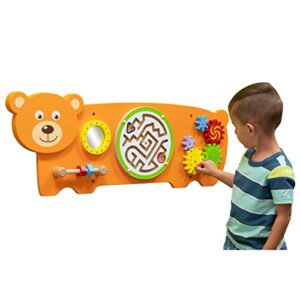 spark & wow bear activity wall panel - ages 18m+ - montessori sensory wall toy - 4 activities - busy board - toddler room décor