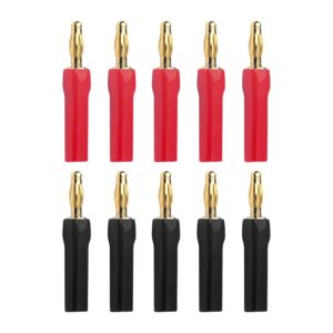 vcelink 4mm speaker banana plugs-open screw type, insulated 24k gold plated speaker wire banana plugs connectors (5 pair/10 pcs)