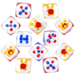 artcreativity 6-sided transparent dice set of 12, oversized 1 inch clear dice with colored dots, fun six-sided gaming dice for farkle, ten thousand, cho-han and other dice games