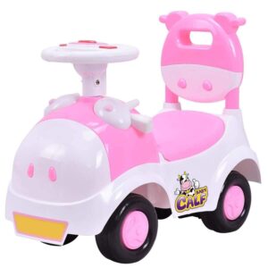 poco divo baby dolphin 3-in-1 cartoon ride on toy walker sliding car pushing cart with music - pink