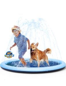 vistop non-slip splash pad for kids and dog, thicken sprinkler pool summer outdoor water toys - fun backyard fountain play mat for baby girls boys children or pet dog (67 inch, blue&blue)