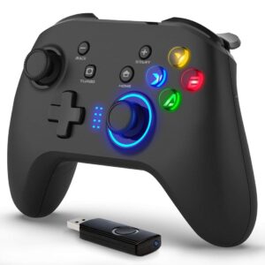 forty4 wireless gaming controller, game controller for pc windows 7/8/10/11, ps3, switch, dual-vibration joystick gamepad for computer