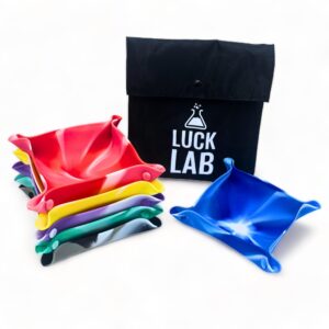 luck lab board game storage bowls, 6-pack | folding tray accessory holds tabletop bits, chits, pieces | swirl colors | bonus storage bag