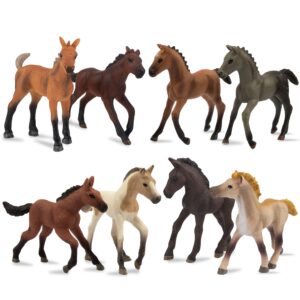 toymany 8pcs 3-4" horse figurines toy set, realistic detailed plastic pony figures foal animals toy playset, cake toppers easter eggs christmas birthday gift educational toy for kids toddlers