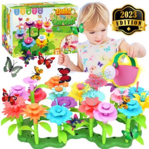 innorock flower garden building toys for girls - flower stacking toys for toddlers, stem toys, school educational activity, kids crafts, birthday gifts for girls 3 4 5 6 7 8 year old girl gift