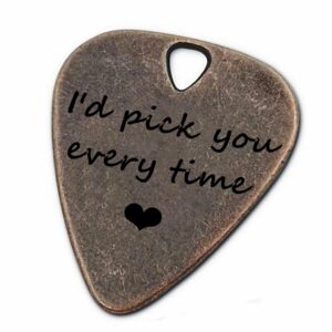 juppe bronze guitar picks & bass picks, i'd pick you every time guitar pick with leather case birthday music gifts for him her or couples (i'd pick you every time)