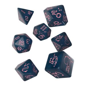 q-workshop sparkling llama dice set (glittering dark blue & pink) (slla3e)