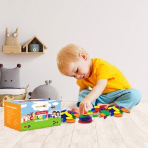 colorful educational stones stacking and sorting stone set with activity cards colorful set with storage case 70pcs educational toy for kids great for preschool learning toy for school and home