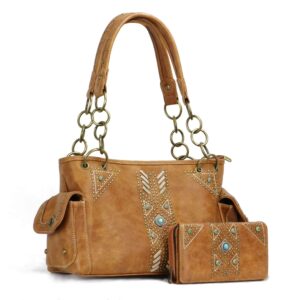 montana west handbag and purse concealed carry tote bag for women leather embroidered western design satchel mw856g-8085wbr